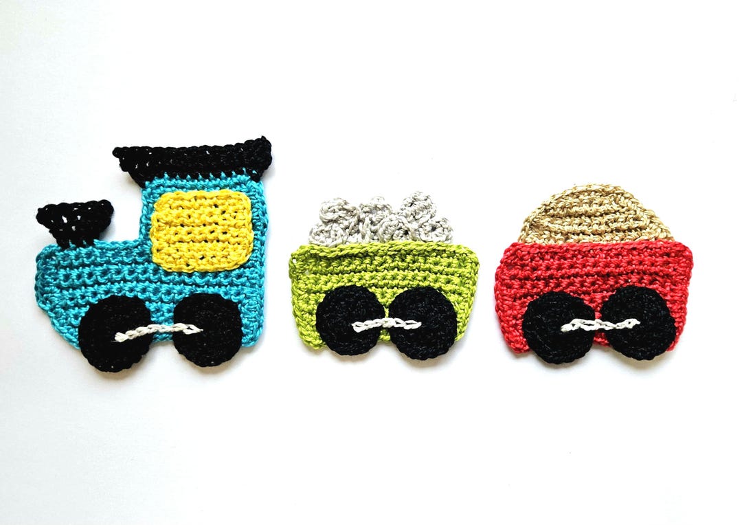 Crochet Train Applique Train Patches Colorful Kids Clothing Patches DIY ...