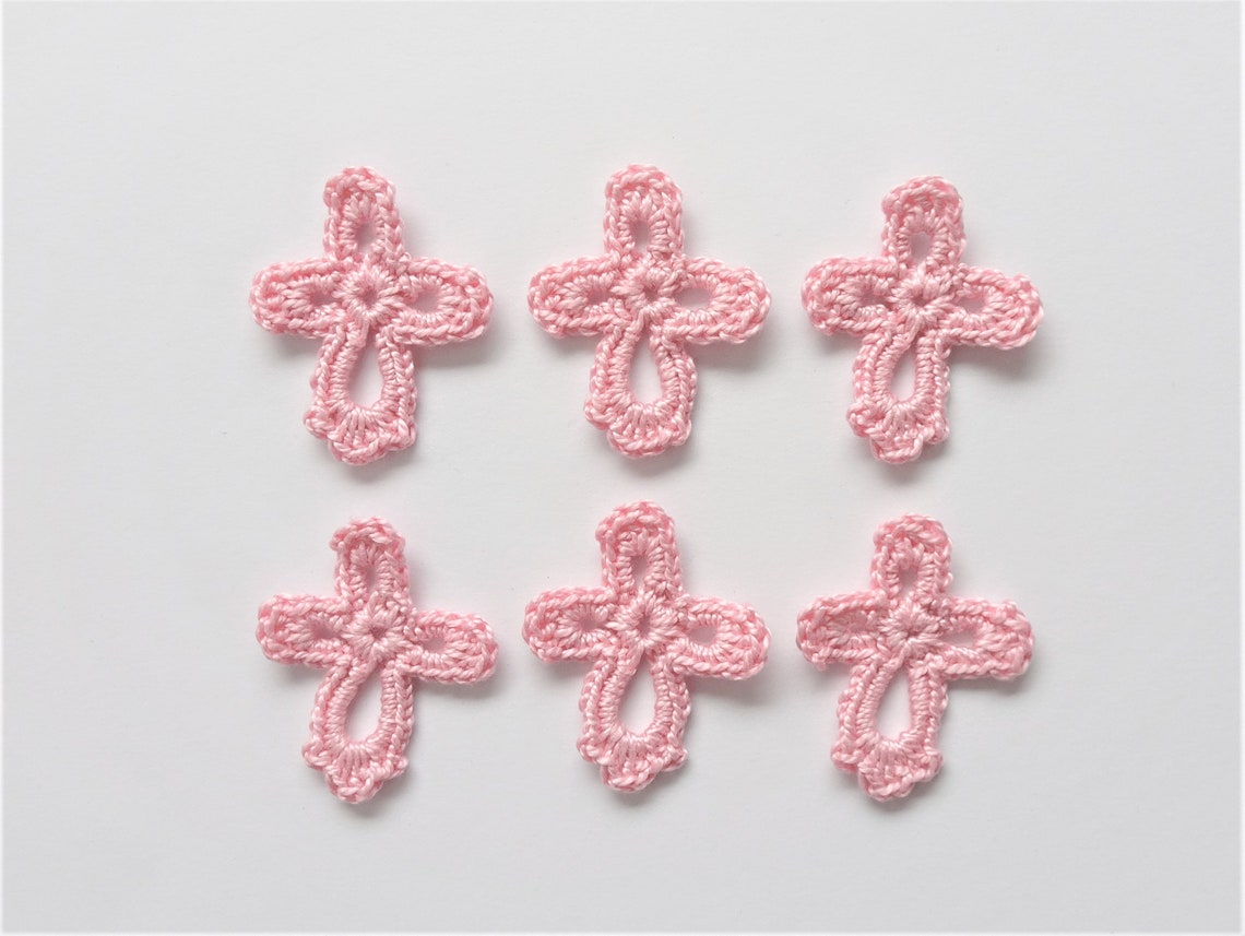 Crochet Crosses Applique Light Pink Cross Embellishment Baby ...