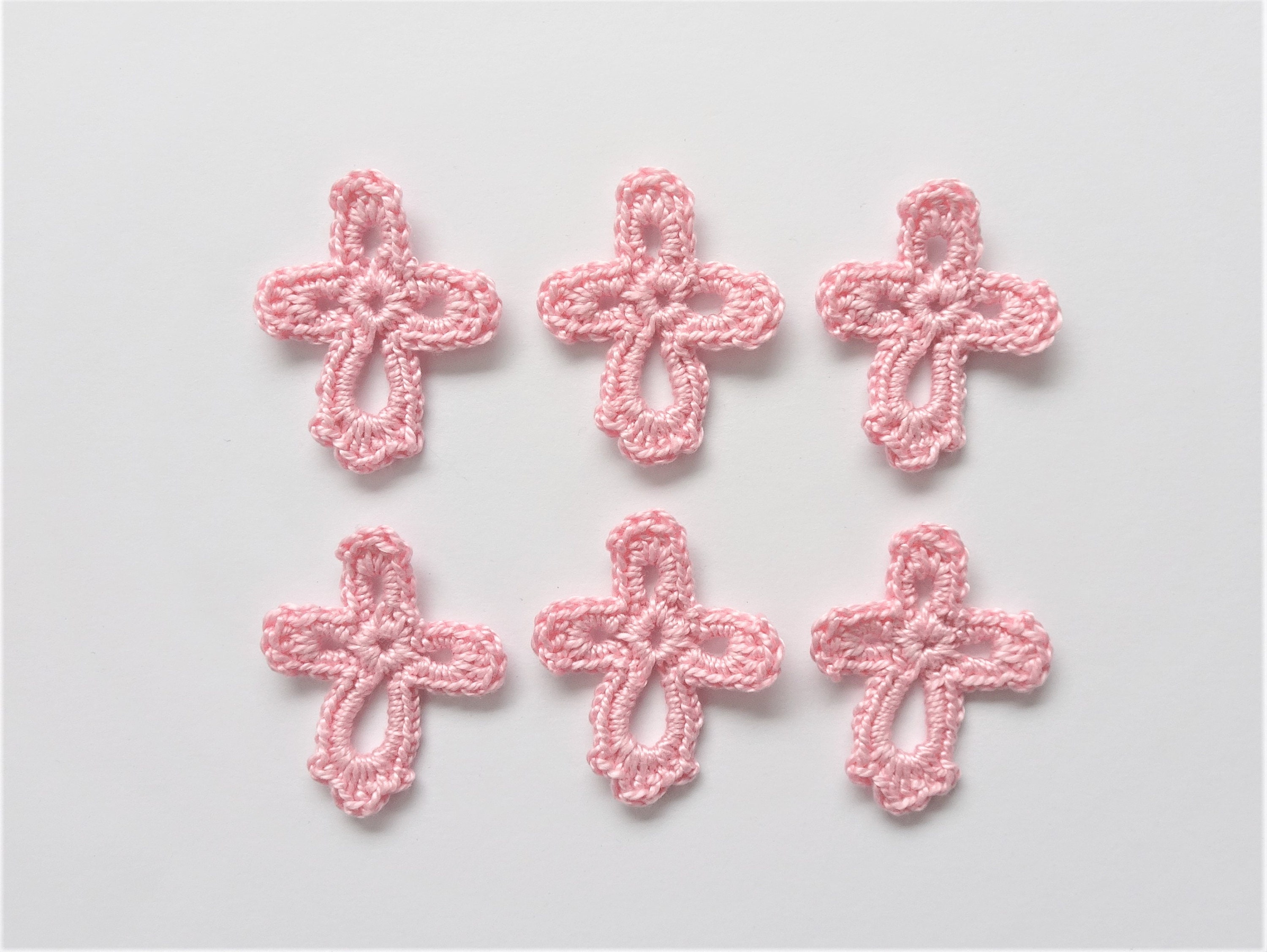 Crochet Crosses Applique Light Pink Cross Embellishment Baby ...