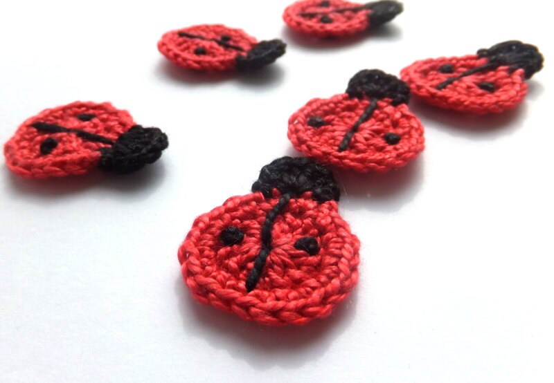 Crochet Ladybugs Applique Small Ladybirds Embellishment Lady Beetles ...