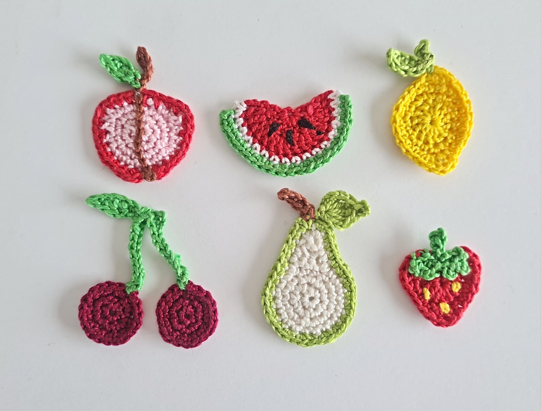 Crochet Fruits Applique Summer Fruits Embellishments Apple Cherry ...