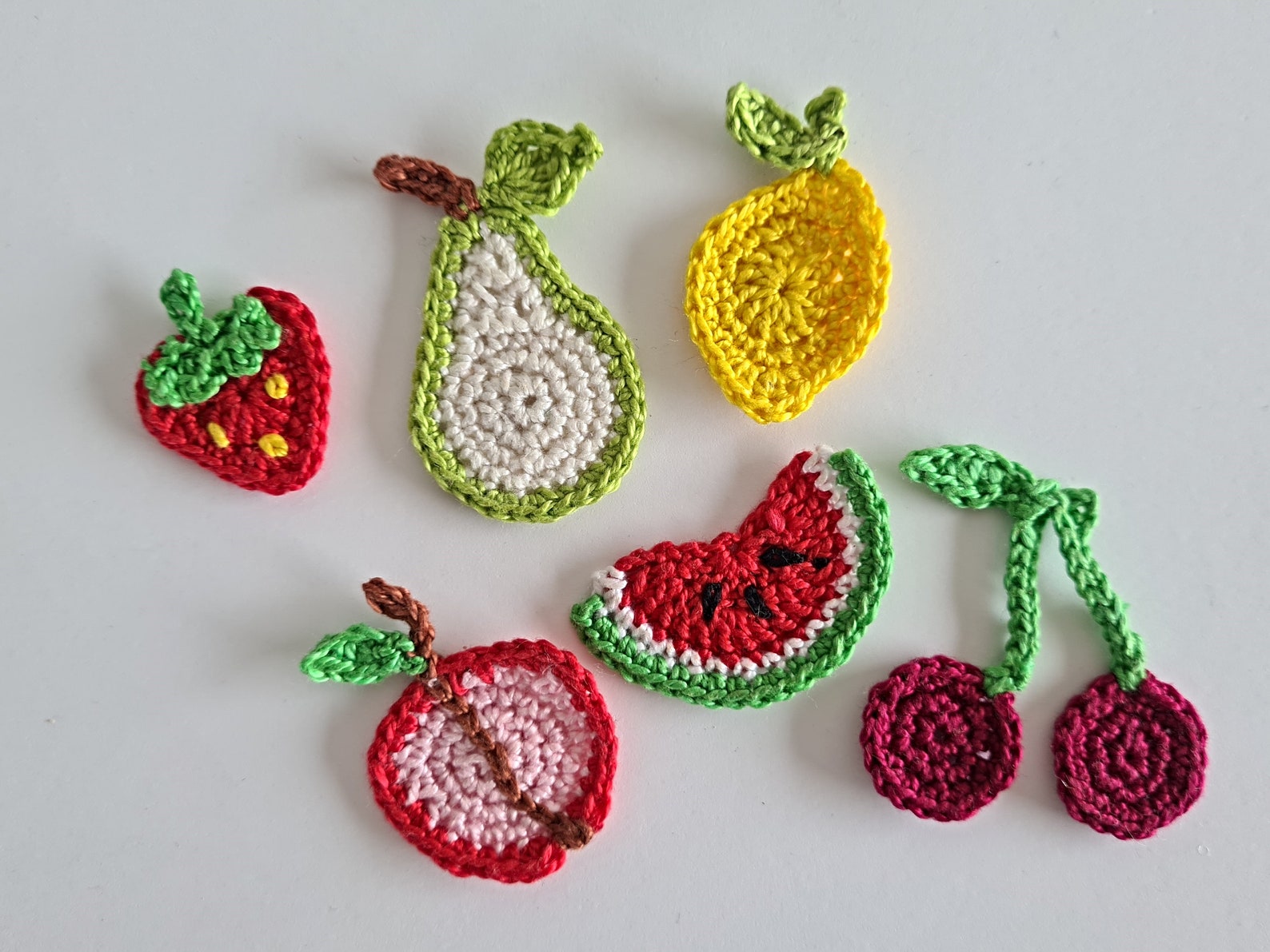Crochet Fruits Applique Summer Fruits Embellishments Apple Cherry ...