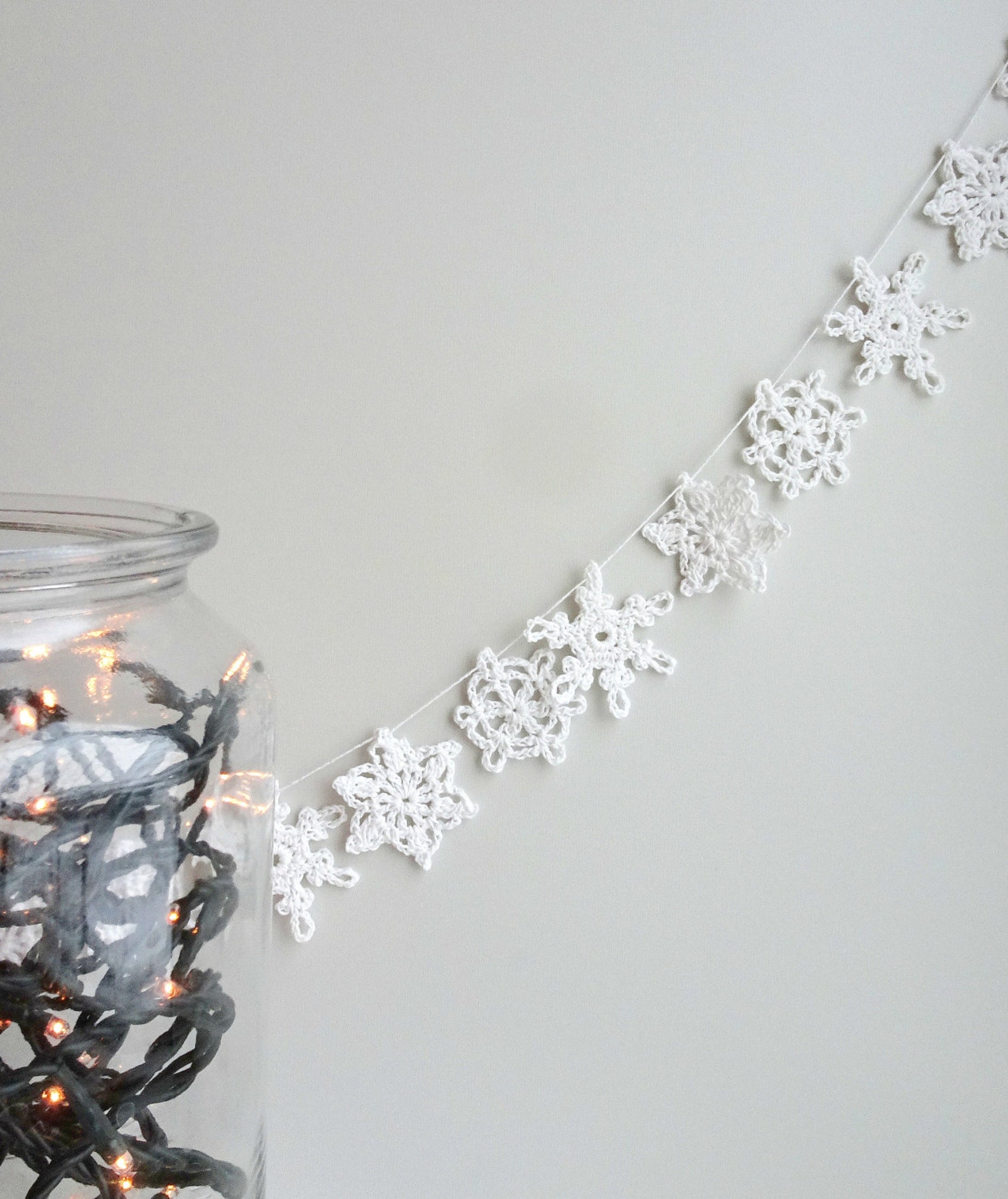 Snowflakes Garland Crochet Christmas Garland Christmas Decorations ...