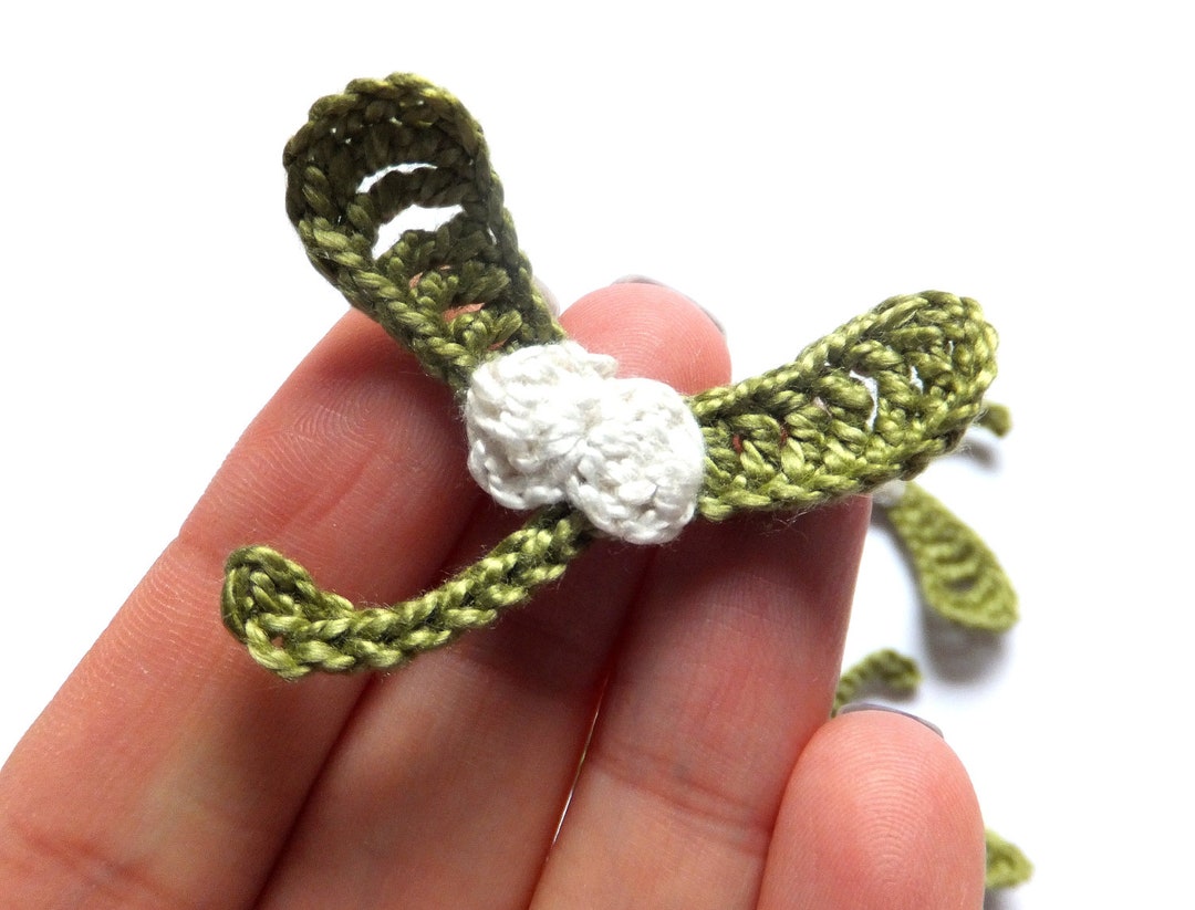 Christmas Mistletoe Patches Crochet Mistletoe Applique Green Leaves ...