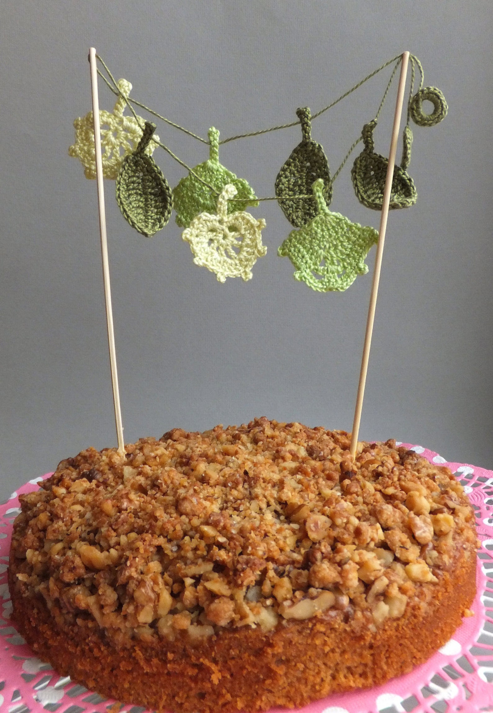 Green Leaves Cake Topper Wedding Cake Topper Crochet Leaves Green ...