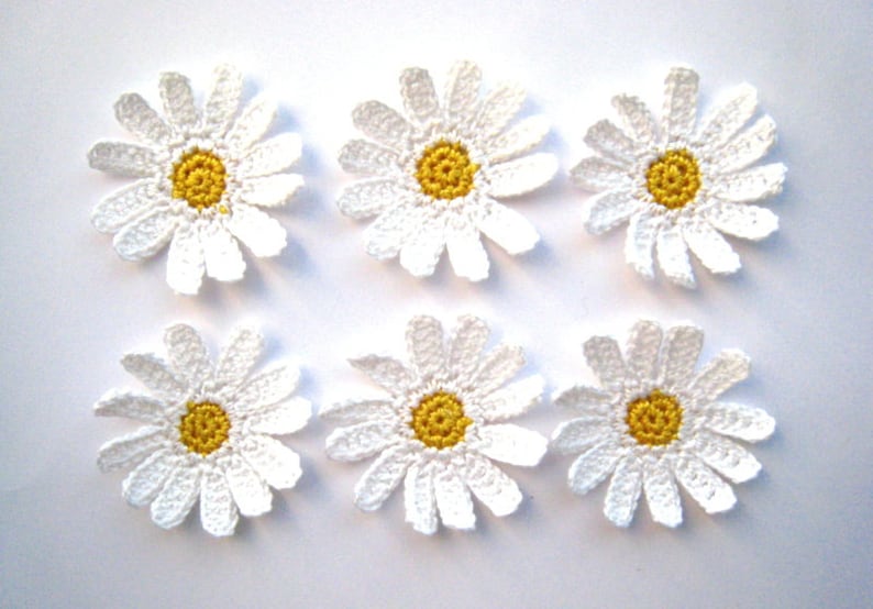 Crochet Daisies Applique Crochet Flowers Applique White - Etsy