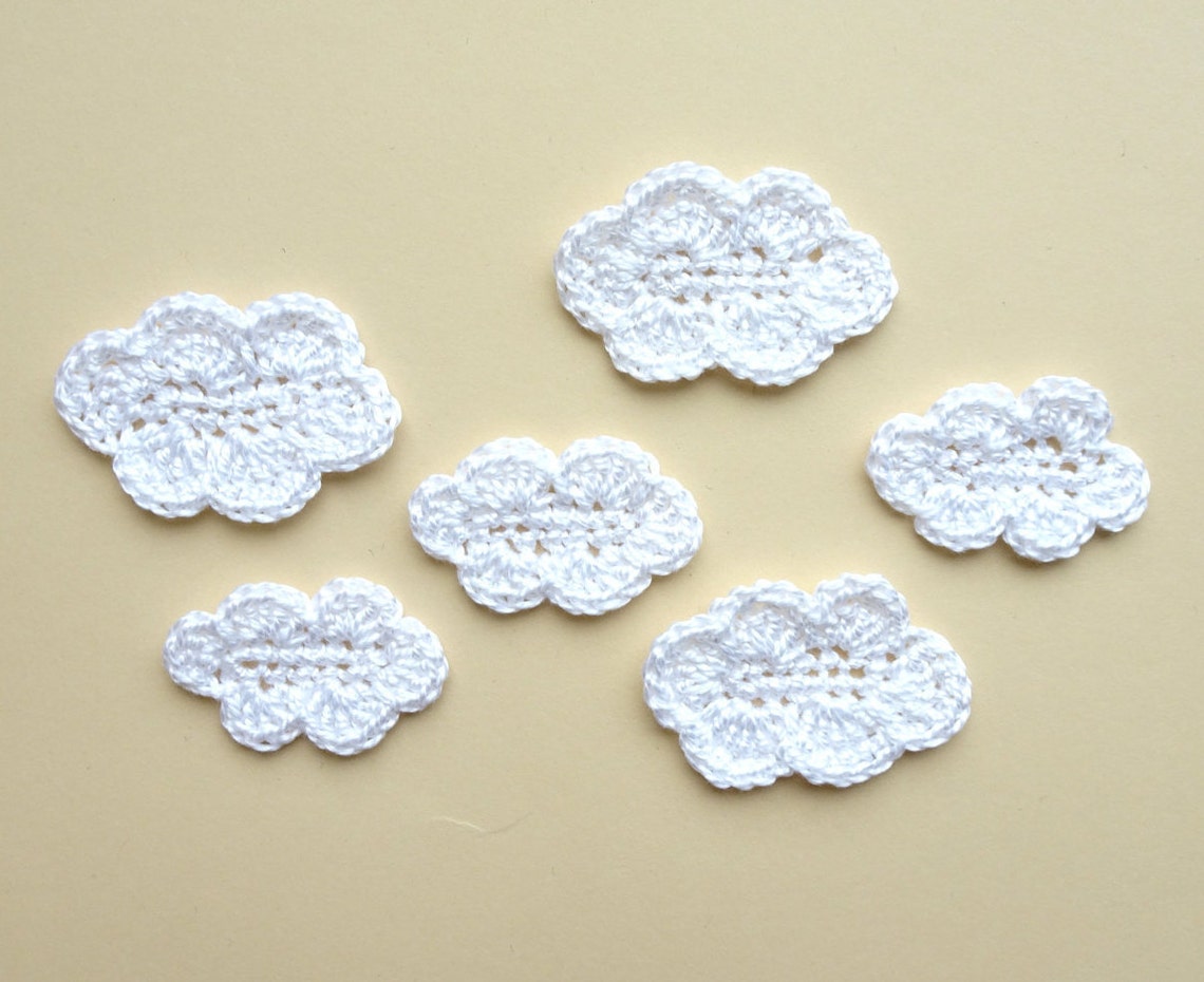 Crochet Clouds Applique White Cloud Embellishment Kids - Etsy