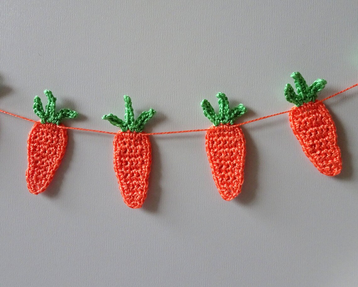Easter Carrots Garland Easter Decor Crochet Carrots Kids Party Decor ...
