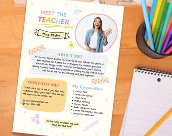 Cute Meet the Teacher Canva Template | Editable Teacher Introduction ...