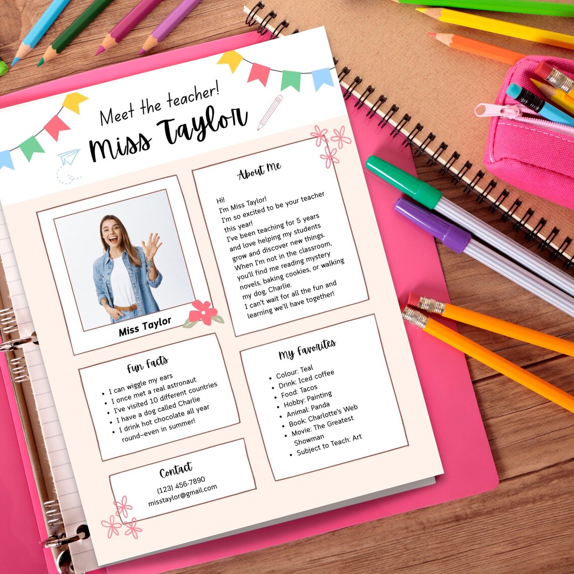 Cute Meet the Teacher Canva Template | Editable Teacher Introduction ...