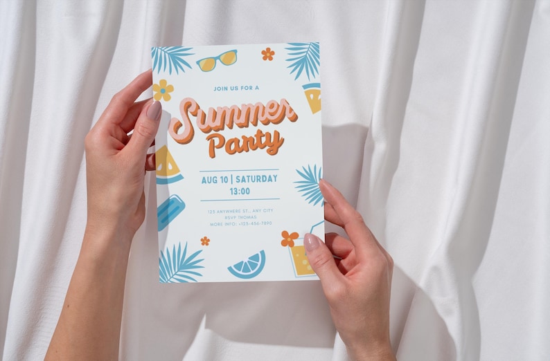 Summer Party Invitation Template – Fun Editable Canva Design, Instant ...