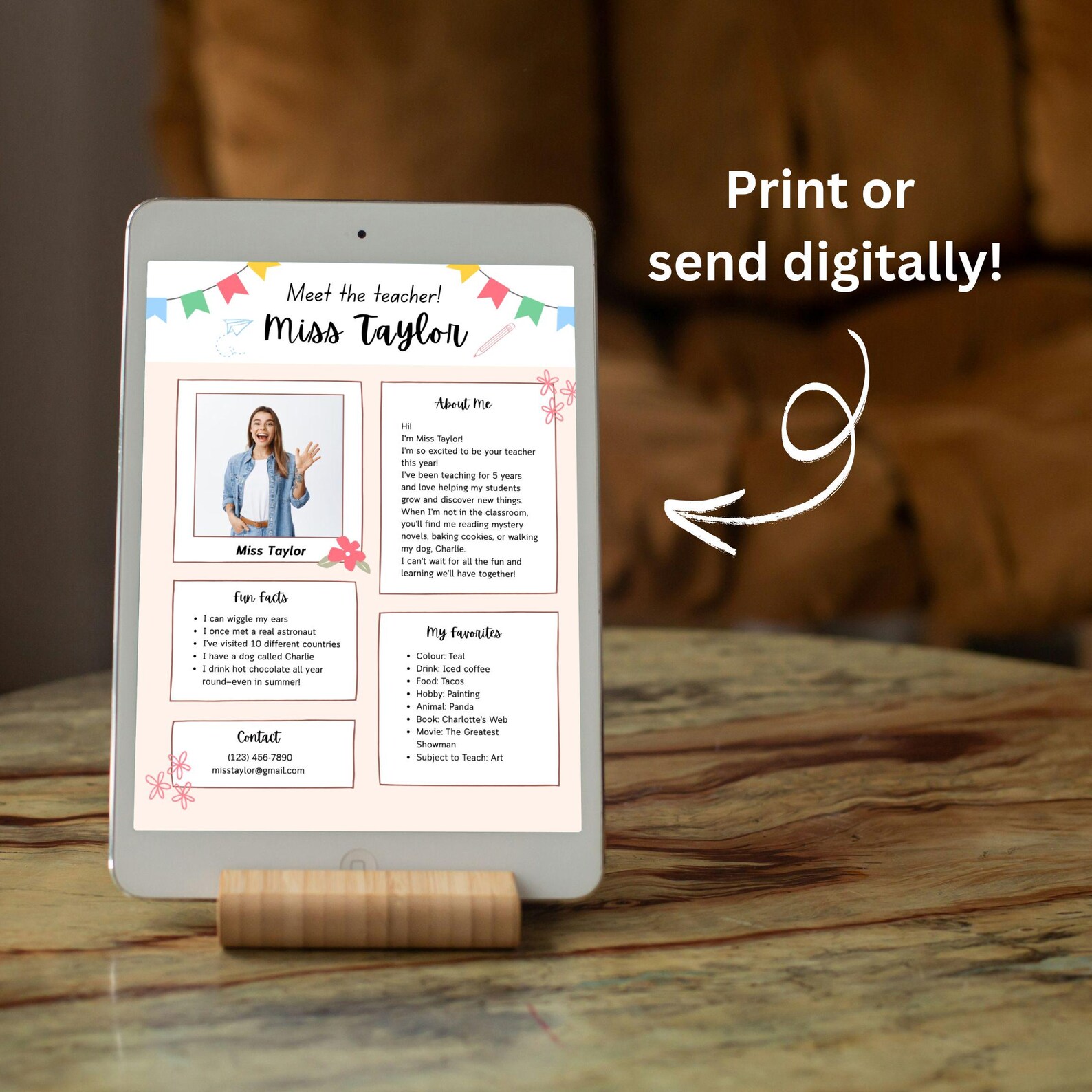 Cute Meet the Teacher Canva Template | Editable Teacher Introduction ...