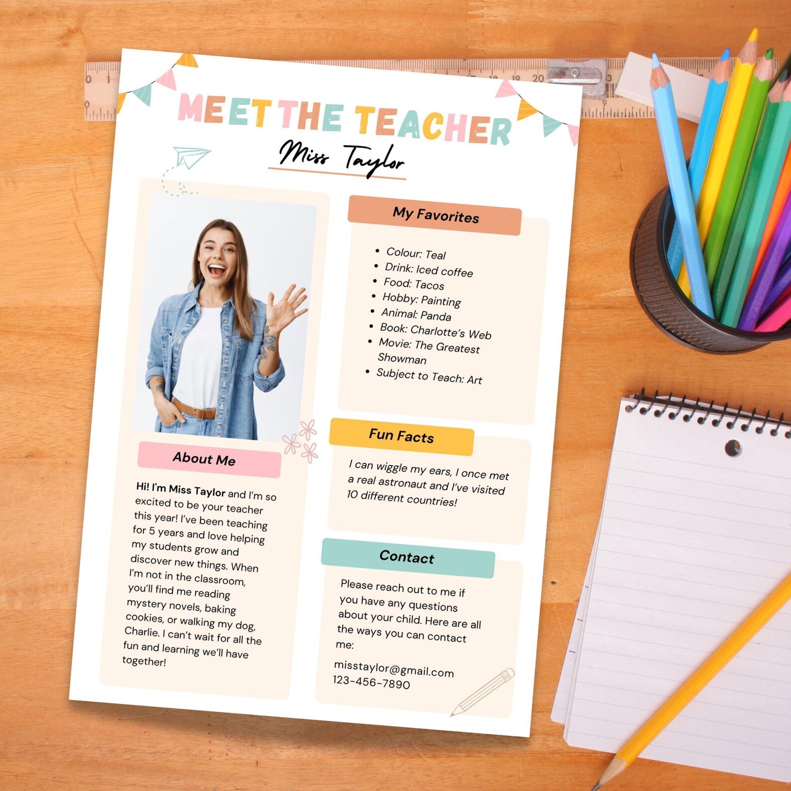 Pastel Meet the Teacher Template: Editable Canva Design, Instant ...