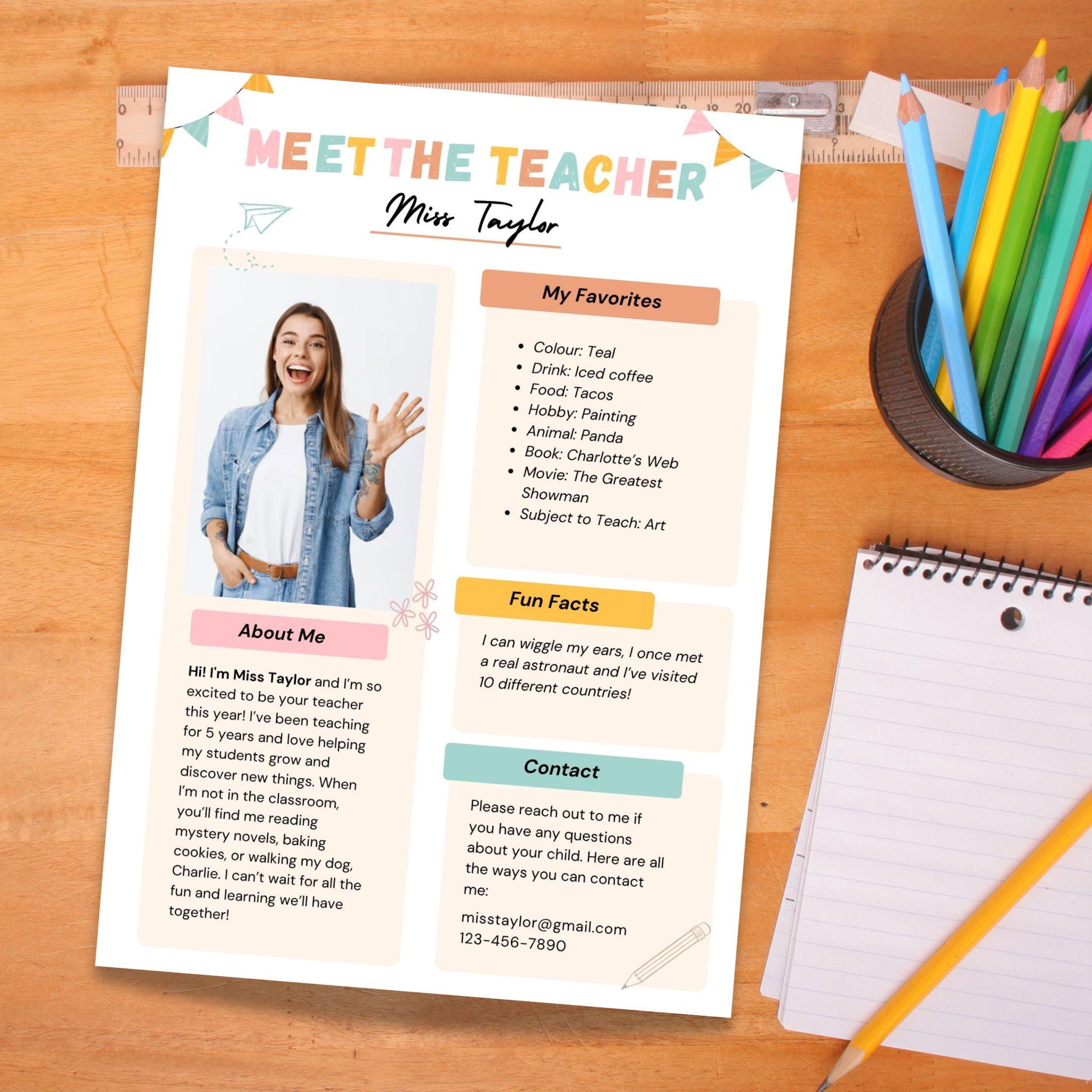 Pastel Meet the Teacher Template: Editable Canva Design, Instant ...