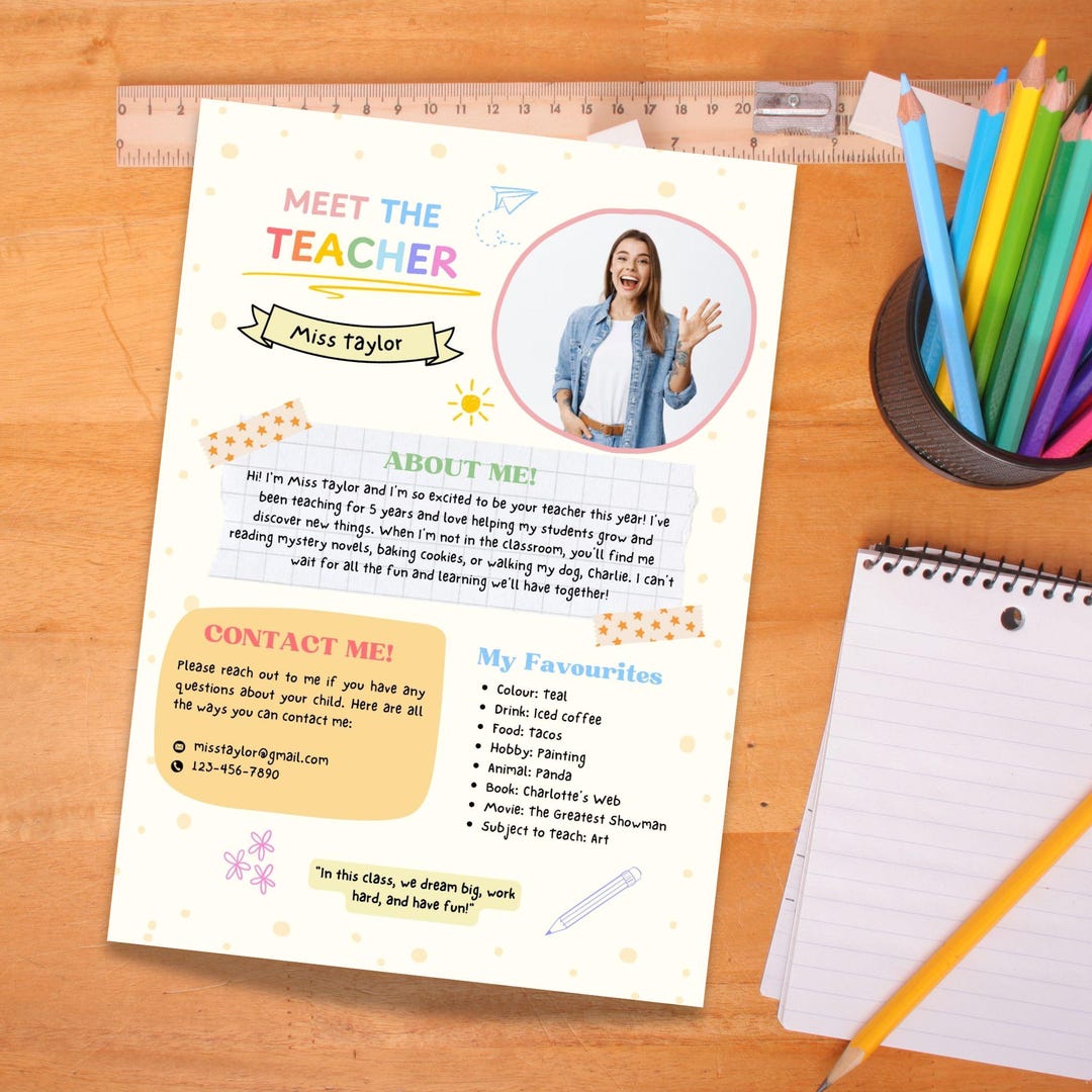 Meet the Teacher Canva Template | Bright & Colorful Editable Design ...