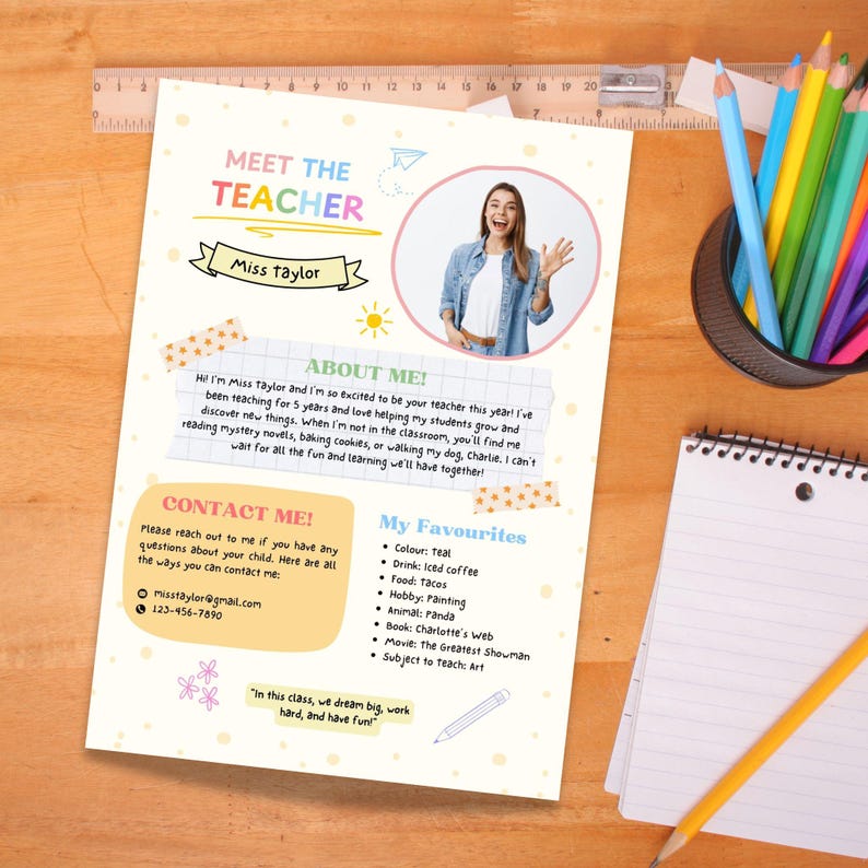 Meet the Teacher Canva Template | Bright & Colorful Editable Design ...