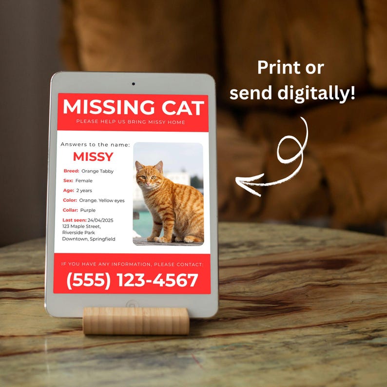Missing Lost Pet Poster Template • Cats, Dogs & More / Canva Editable ...
