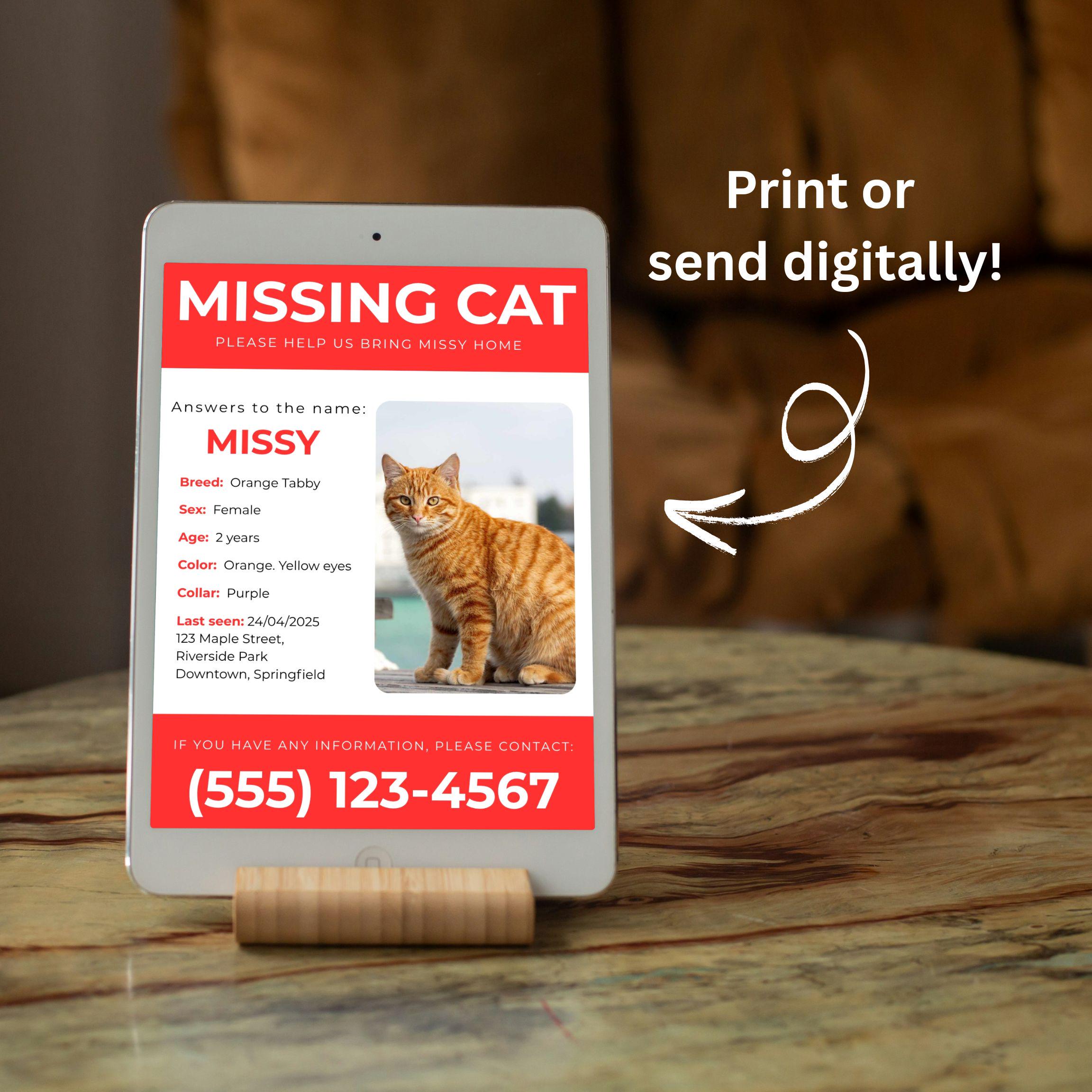 Missing Lost Pet Poster Template • Cats, Dogs & More / Canva Editable ...