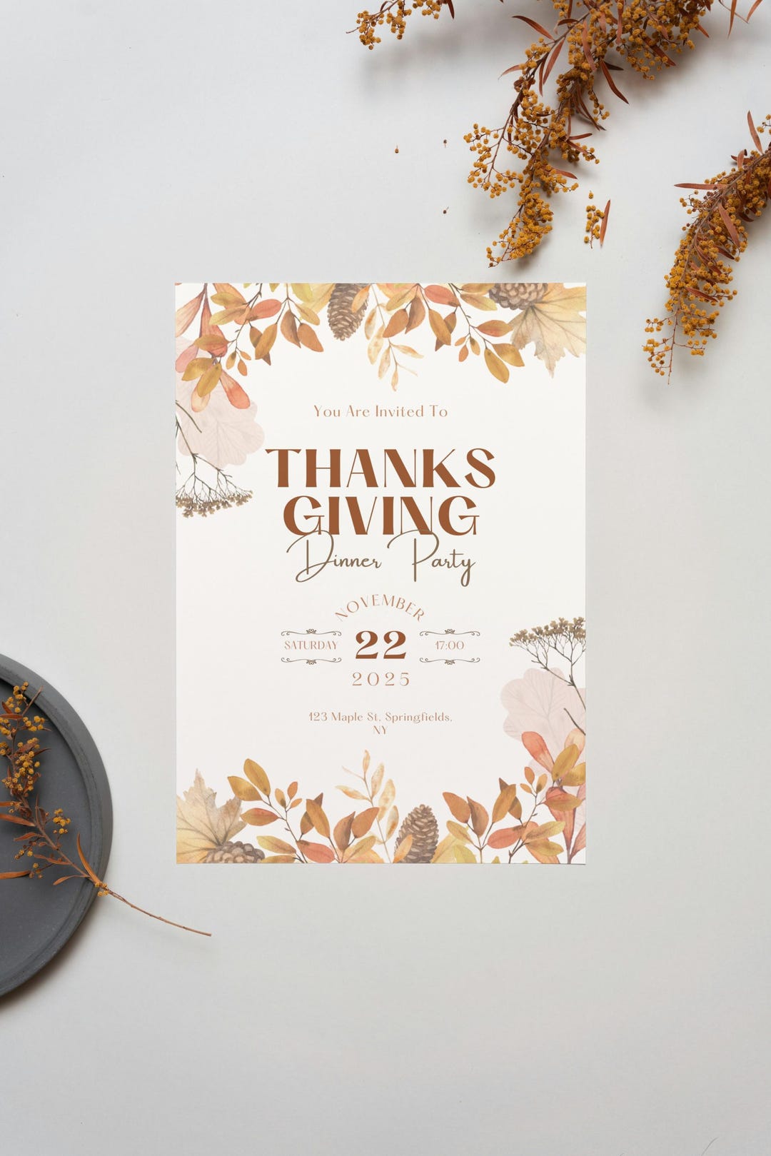 Autumn Fall Thanksgiving Friendsgiving - Dinner Party Invitation ...