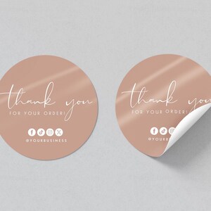 Minimalist Thank You Sticker Template: Editable Canva Label, Digital ...