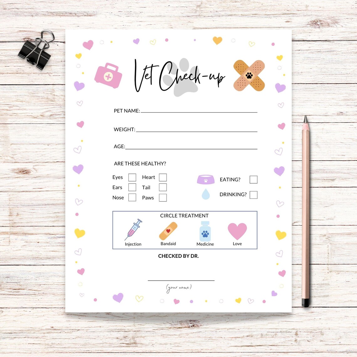 Cute Pet Vet Check-up Certificate Template • Canva Editable Pet Health ...