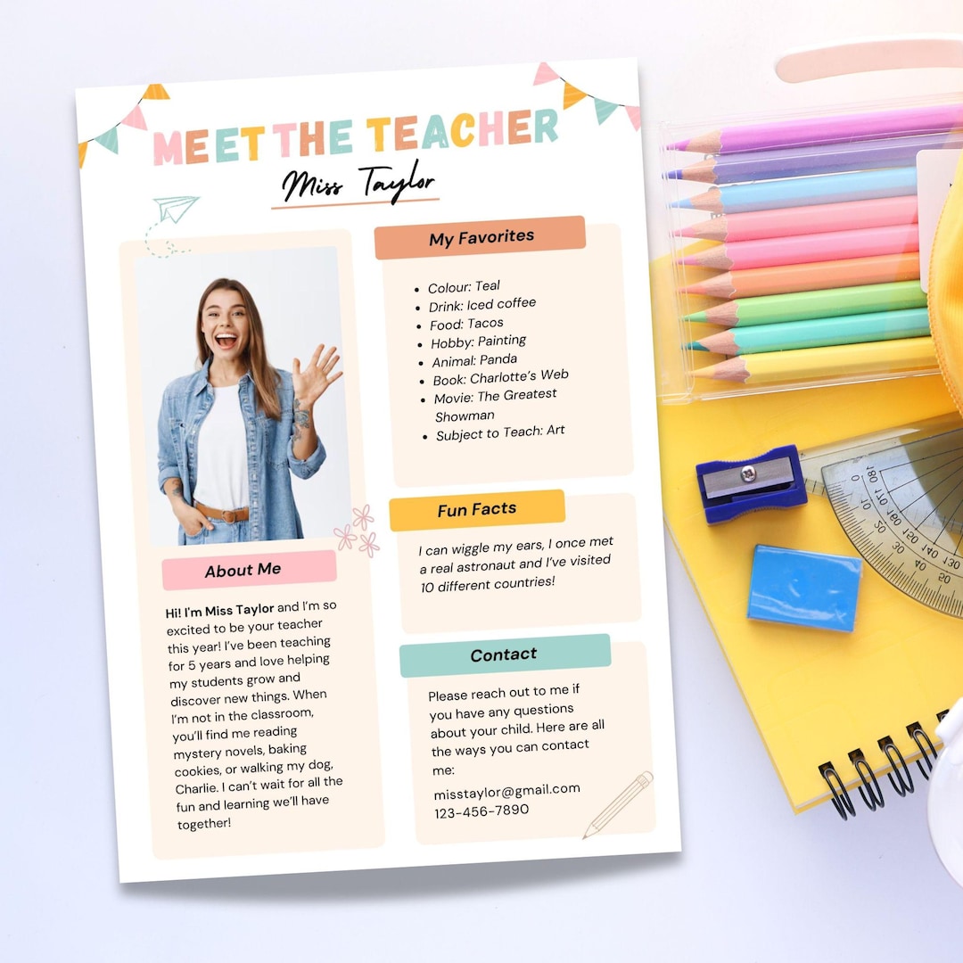 Pastel Meet the Teacher Template: Editable Canva Design, Instant ...