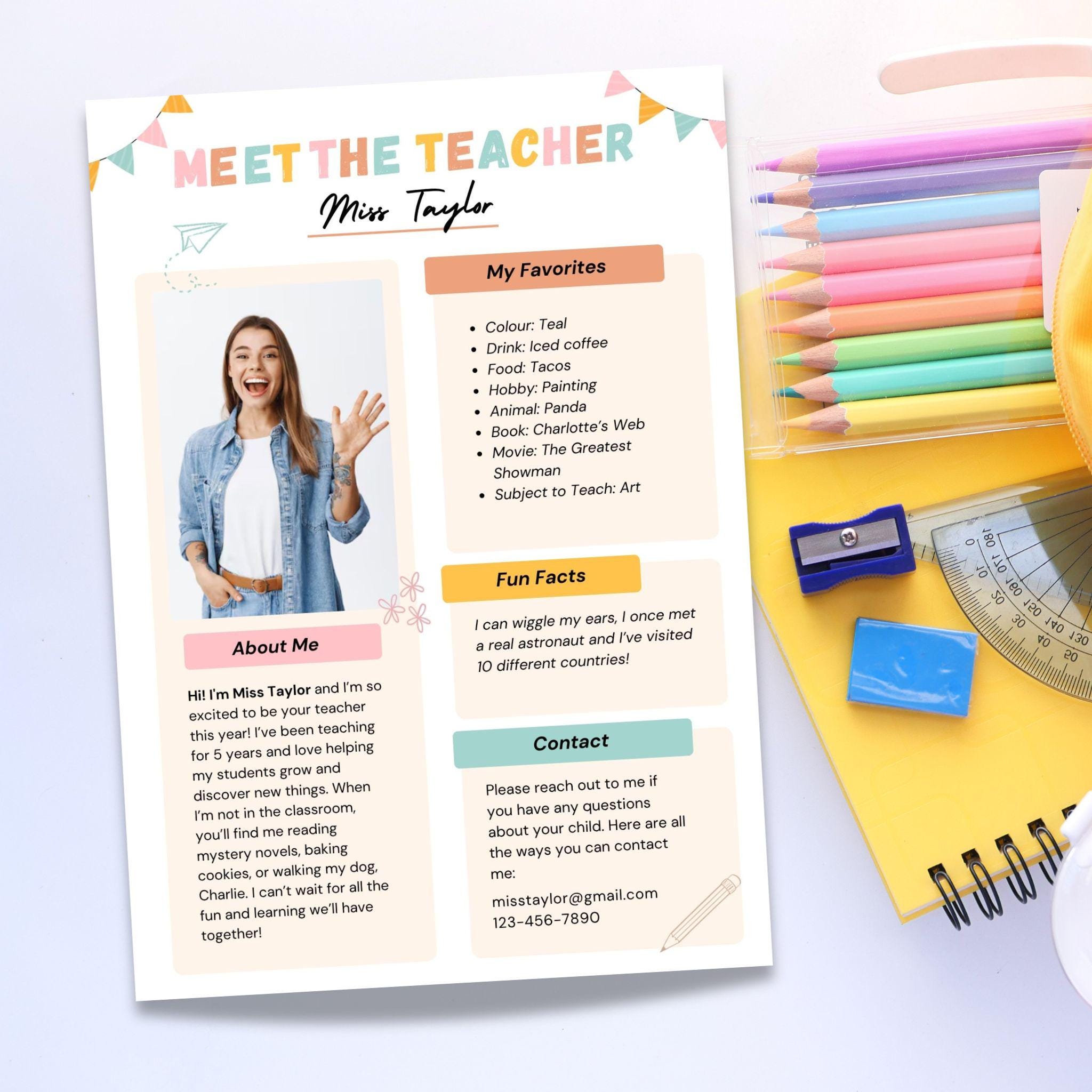 Pastel Meet the Teacher Template: Editable Canva Design, Instant ...