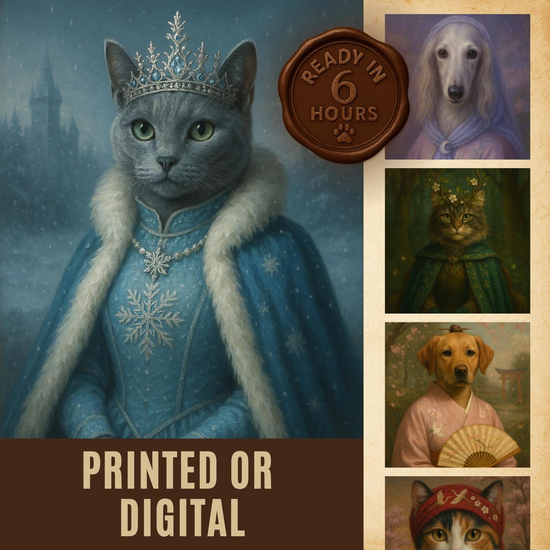 Queen Pet Portrait, Custom Royal Pet Painting, Personalized Dog Royalty ...
