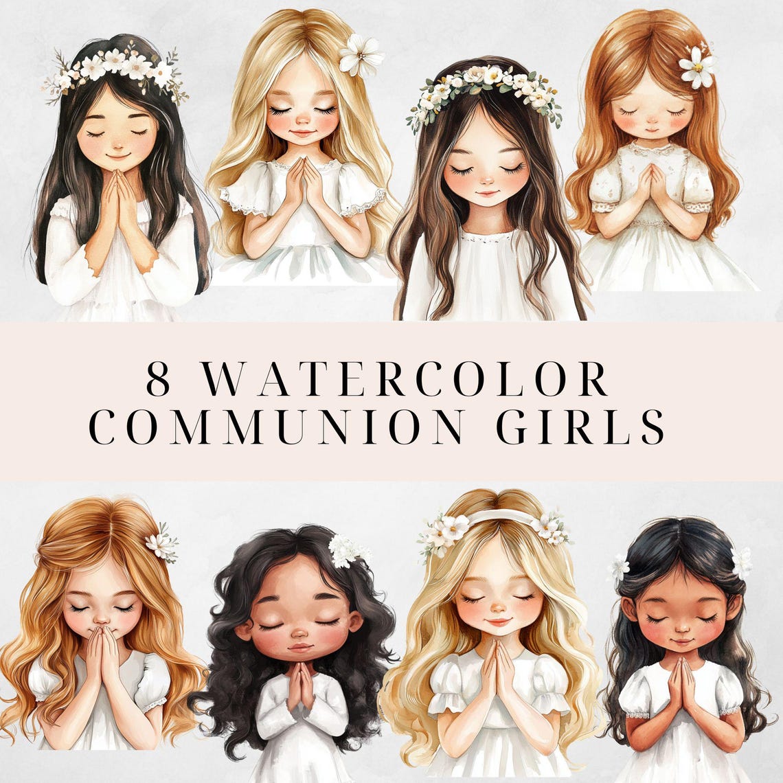 First Communion Girl Clipart Pack, Girl, First Communion, Curch, Dove ...