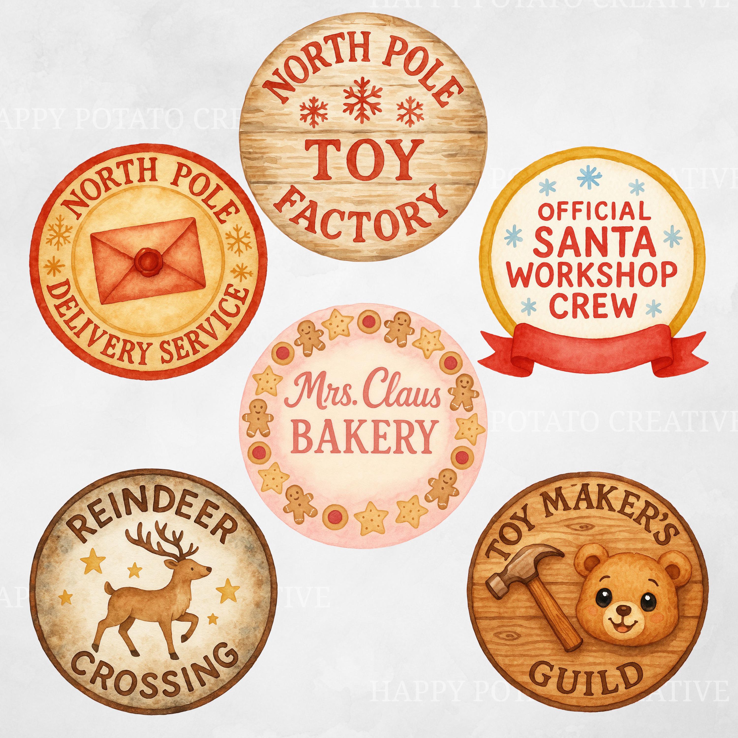 Santa's Workshop Clipart, Christmas PNG Digital Download, Holiday Signs ...
