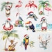 Tropical Christmas Clipart, Beach Santa, Beach Santa, Flamingo, Snowmen ...