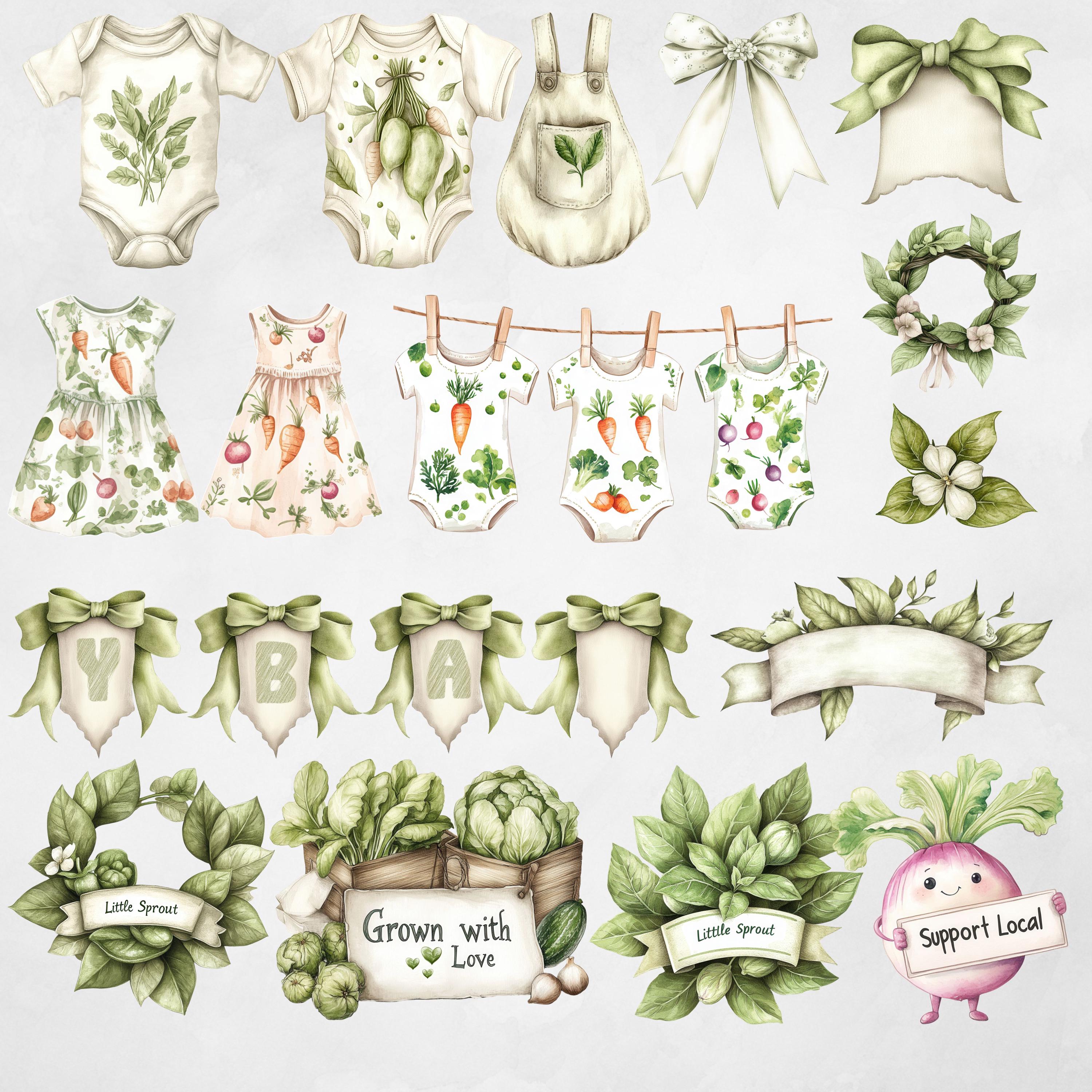Little Sprout Clipart, Cute Garden, Baby Shower Clipart, Garden Baby ...