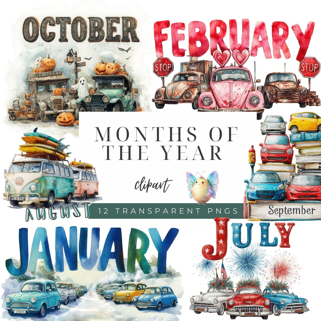 Months of the Year Clipart | Watercolor Seasonal Calendar Clipart ...
