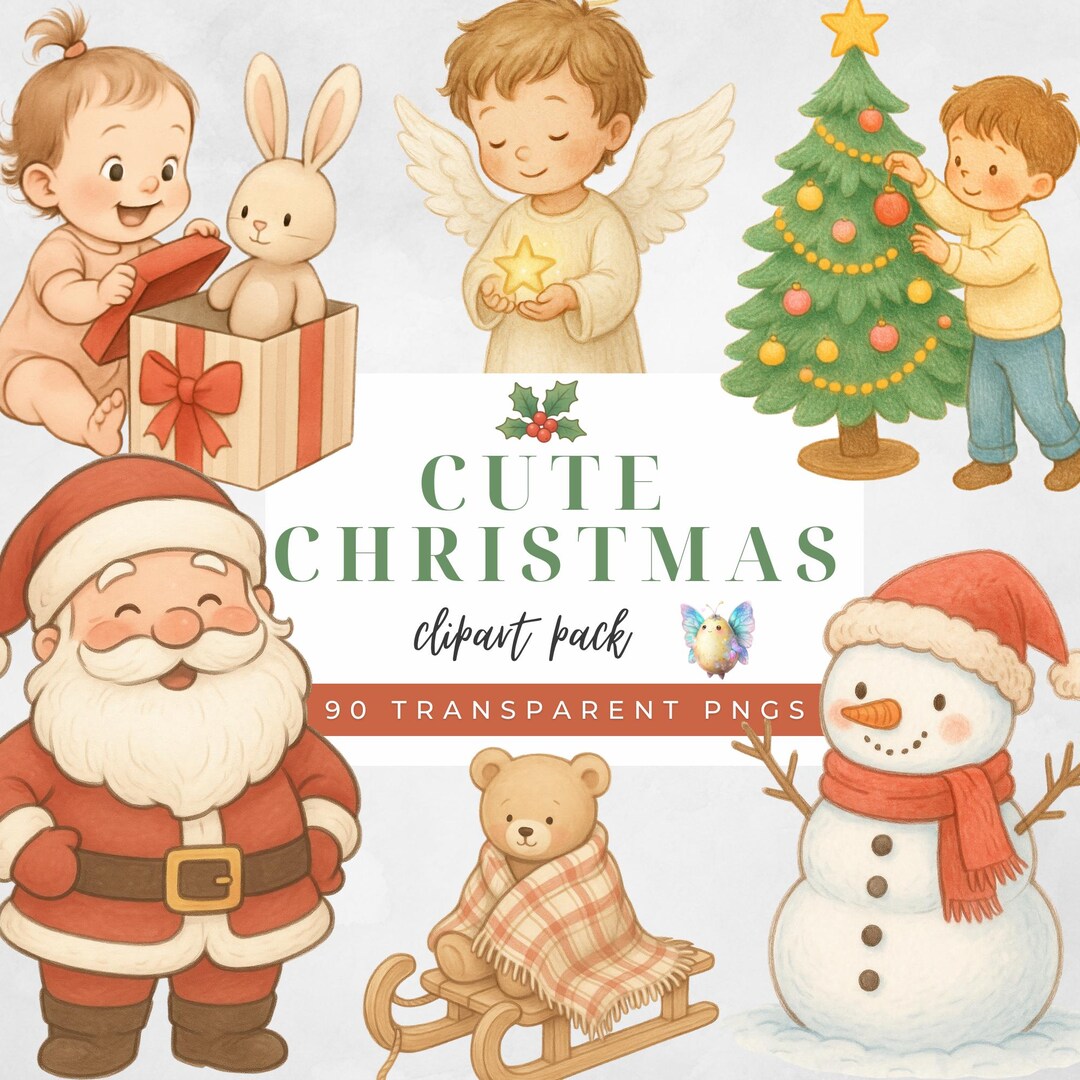Christmas Kids Clipart, Holiday Crafts, Cute Children Illustrations ...