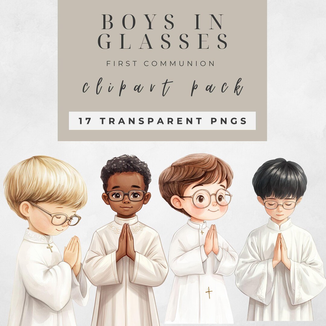 Communion Boys in Glasses, First Communion Boys Clipart, Pack,boys ...