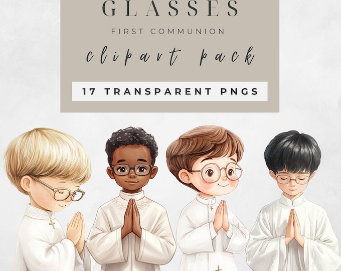 Communion Boys in Glasses, First Communion Boys Clipart, Pack,boys ...