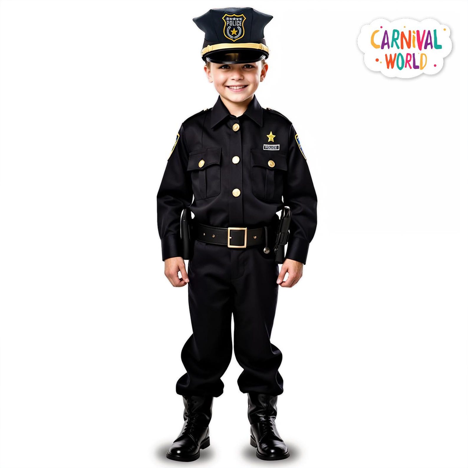 Deluxe Police Officer Costume for Kids ~ Embroidered Police Uniform ...