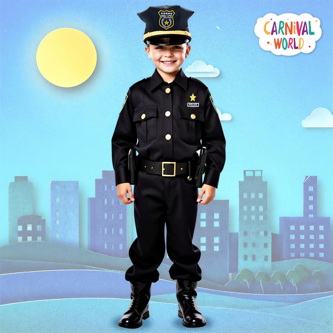 Police Officer Costume for Kids ~ Embroidered Police Uniform Jacket ...