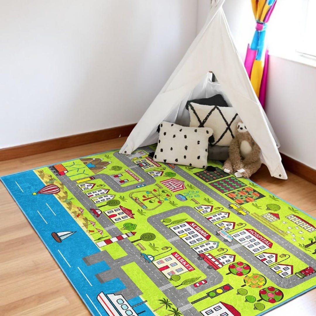 My City Learning Rug - Know My Town Imaginative Play Mat - Colorful ...