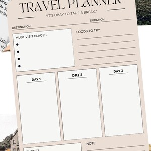 Minimalist Travel Planner Template | Printable Trip Itinerary | 3-day ...