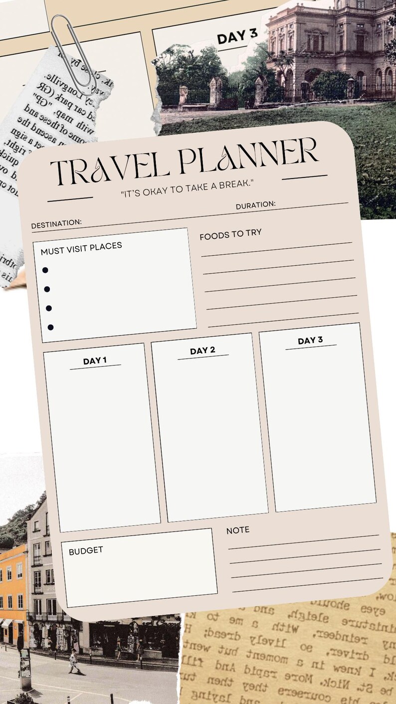 Minimalist Travel Planner Template | Printable Trip Itinerary | 3-day ...