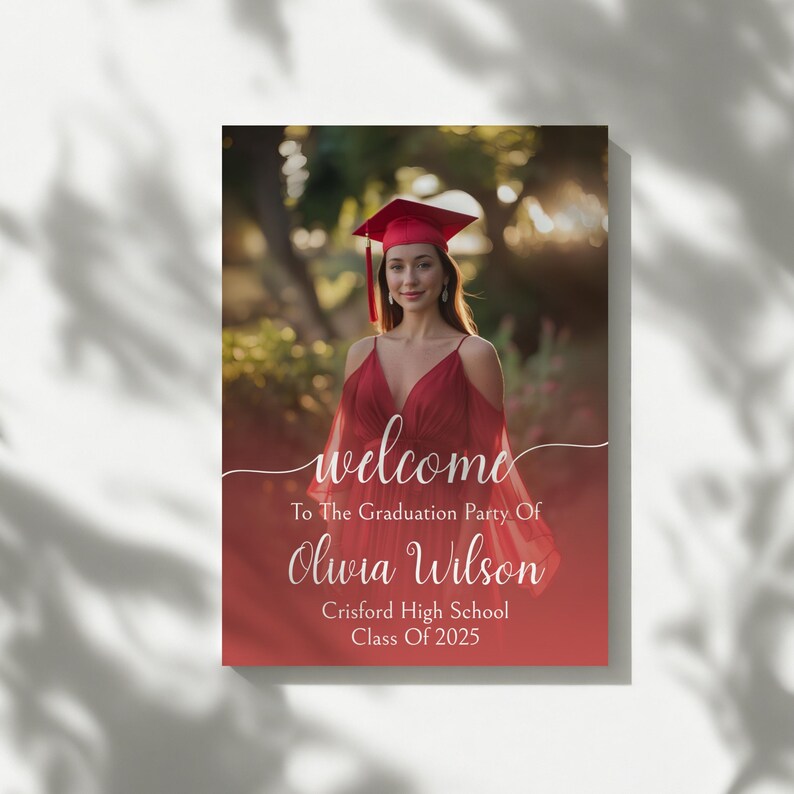 Modern Graduation Welcome Sign Template: Photo Poster, Editable Canva ...