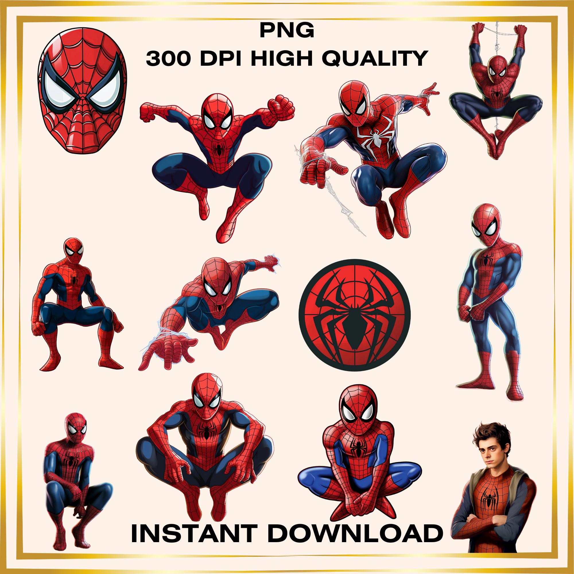 Spiderman PNG Clip Art Bundle - Superhero Art, Comic Book Graphics ...