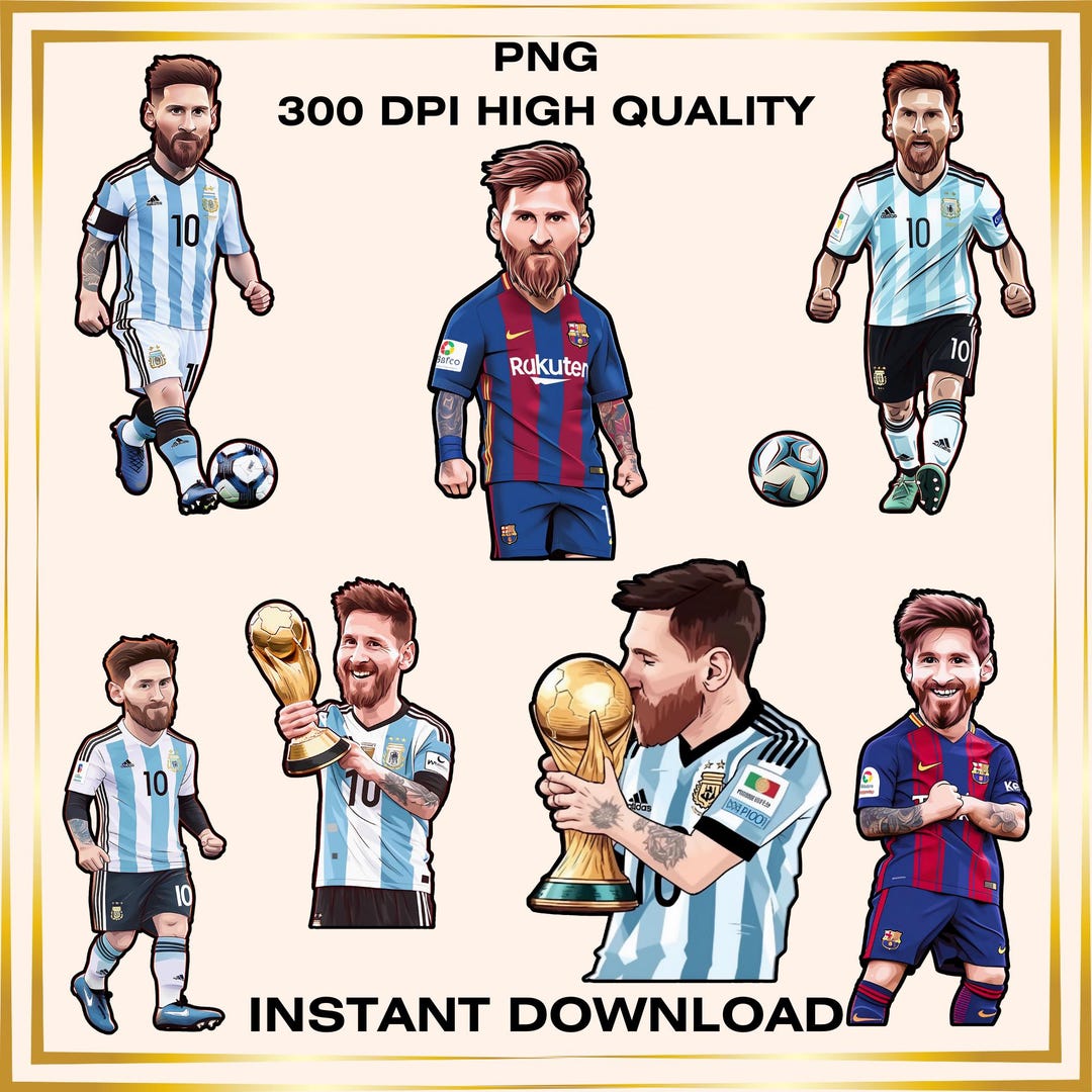 Lionel Messi PNG Bundle, Football Clipart, Argentina Art, Digital ...