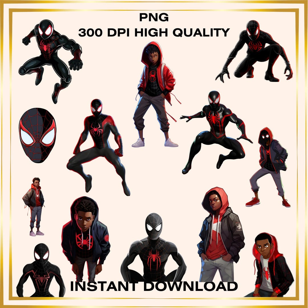 Miles Morales PNG Clip Art Bundle - Superhero Clip Art, Spiderverse ...
