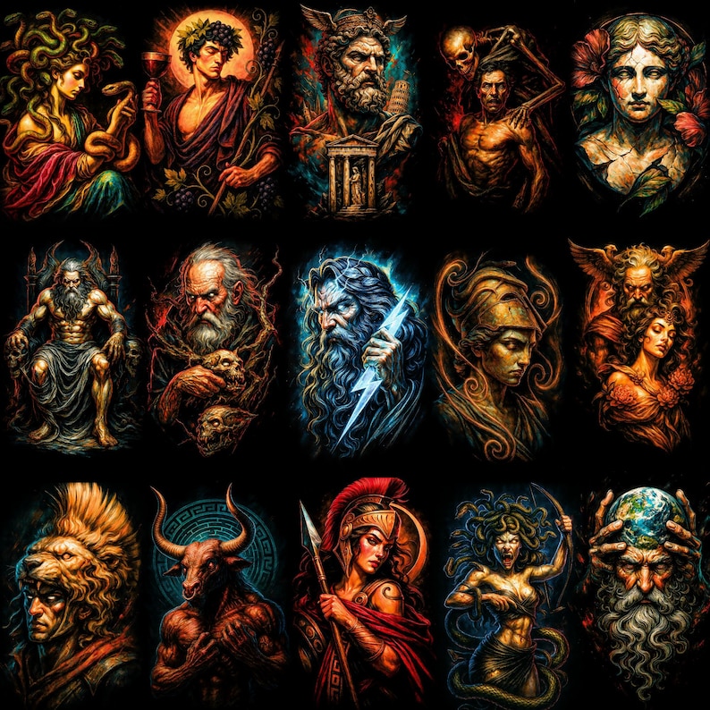 130+ Greek Mythology Halftone PNG Bundle | Ancient Gods & Legends ...