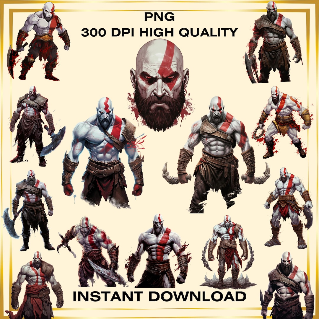 Kratos PNG Bundle, God of War Clipart, Gaming Character Pngs, Digital ...