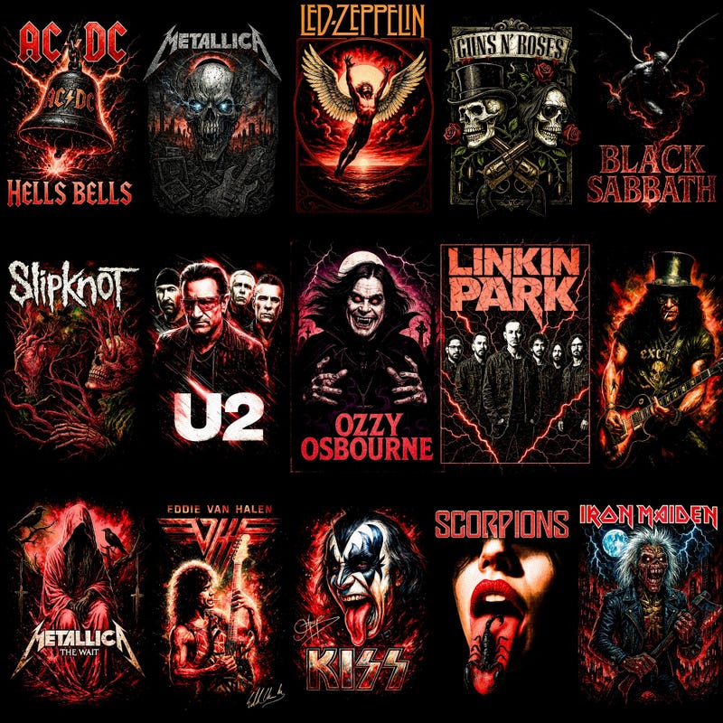 Rock Band Dtf Halftone - Etsy