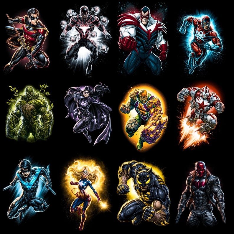 60+ Comic Hero Halftone Bundle PNG | Superhero Streetwear Designs for ...