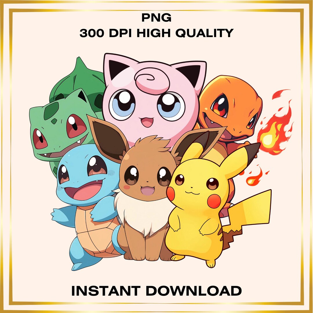 Pokemon PNG Bundle | Printable Designs for Birthday Party, T-shirts ...